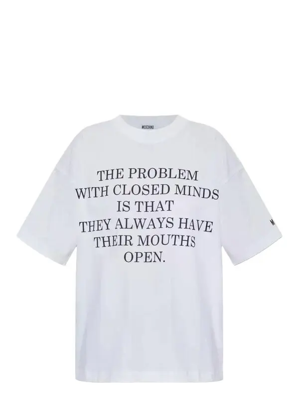 Moschino Slogan Print Cotton T-shirt - White
