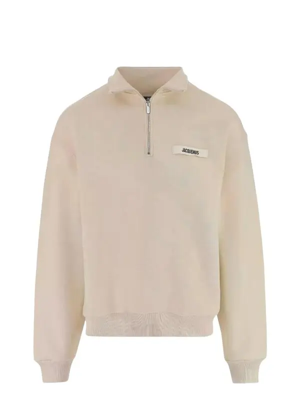 Jacquemus The Gros Grain Zipped-rollneck Sweatshirt - Neutrals