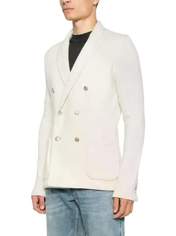 Eleventy Double-breasted Knitted Jacket - Neutrals