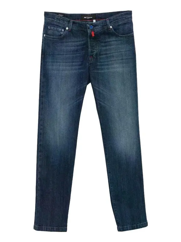 Kiton Faded Straight-leg Jeans - Blue