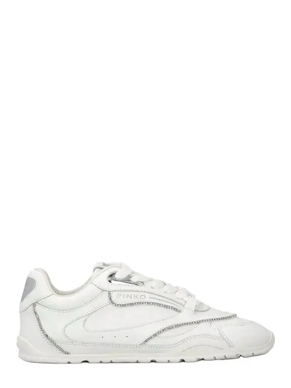 Pinko Crystal-embellished Leather Sneakers - White