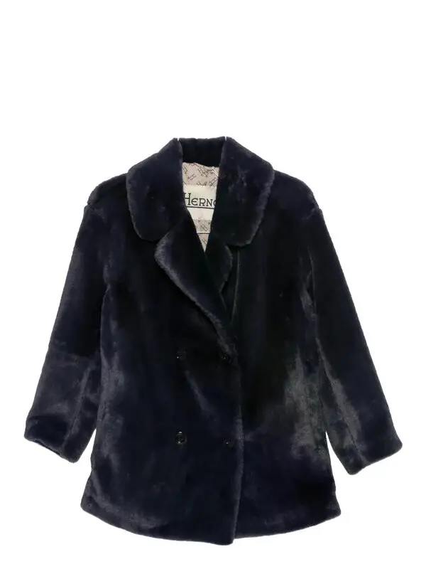 Herno Double-breasted Faux-fur Coat - Blue