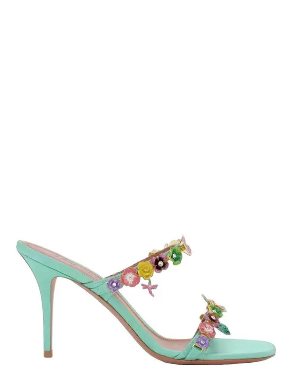 Amina Muaddi Vittoria Flower-embellished Sandals - Green