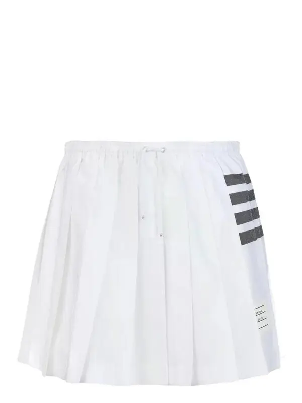 Thom Browne Oxford 4-bar Drawstring Pleated Mini Skirt - White