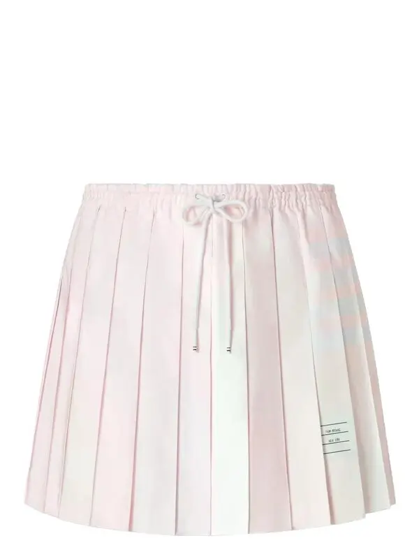 Thom Browne Pleated Mini Skirt With Signature 4-bar Stripe - White