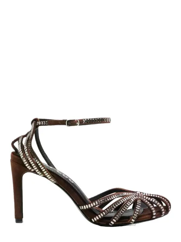 BIBI LOU Sernik Crystal-embellished Leather Sandals - Brown