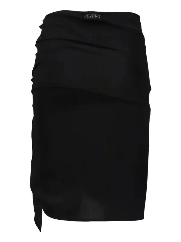 Attico Knotted Ruched Mini Skirt - Black