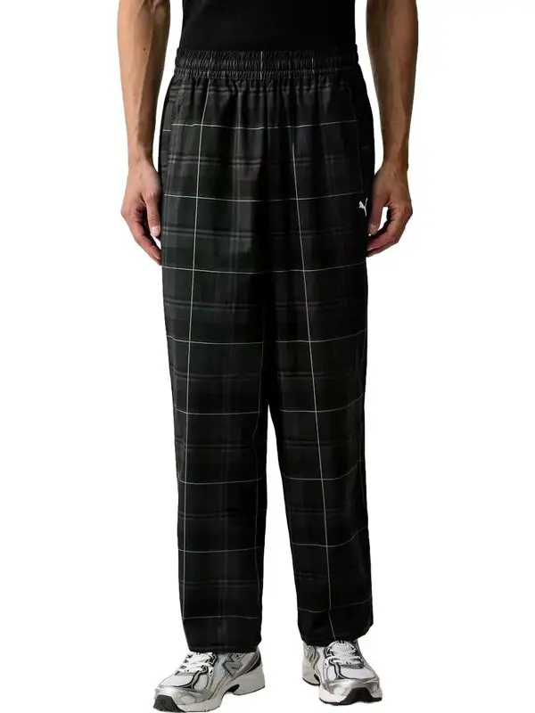 PUMA T7 Plaid-check Track Pants - Black