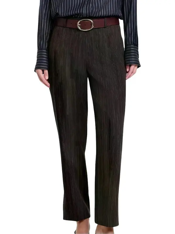 TWP Roberts Pinstriped Wool Trousers - Brown