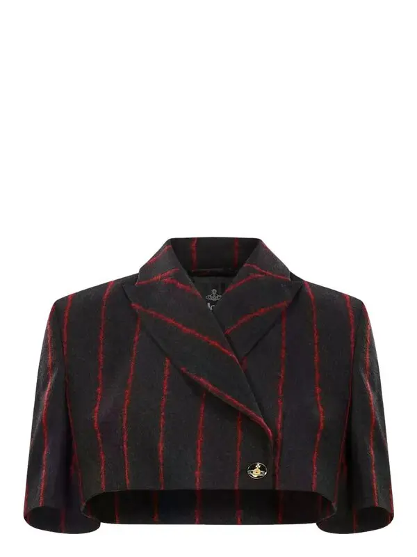 VIVIENNE WESTWOOD Cut Off Pinstripe Cropped Blazer - Grey