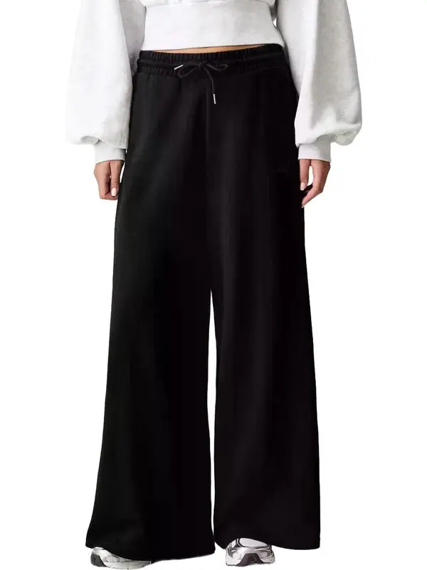 PUMA Logo Embroidered Drawstring Waist Track Pants - Black