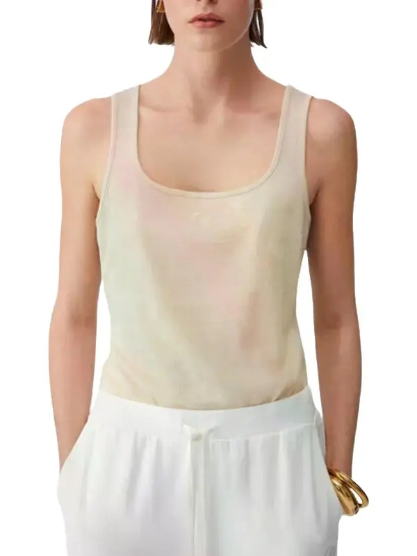 Liu Jo Logo-embroidered Scoop-neck Tank Top - Neutrals
