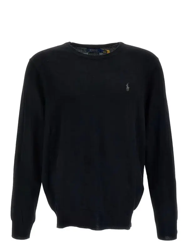 Polo Ralph Lauren Embroidered Logo Crew Neck Sweater - Black