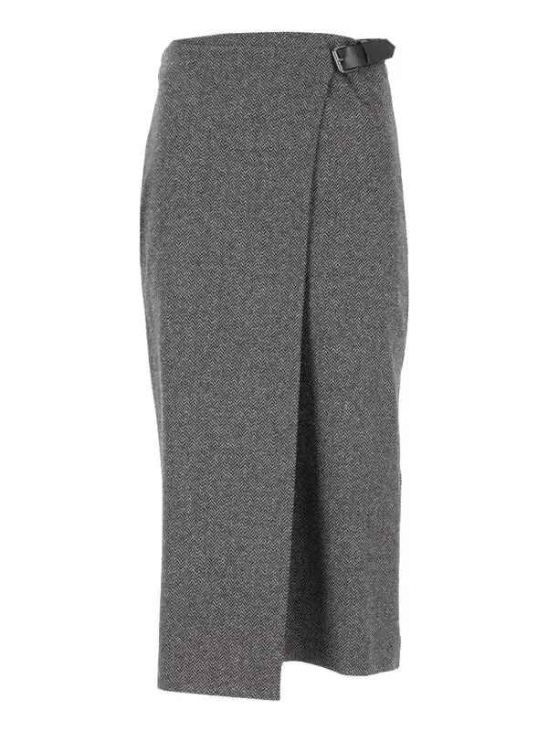 Max Mara Petali Chevron-patter Midi Skirt - Grey