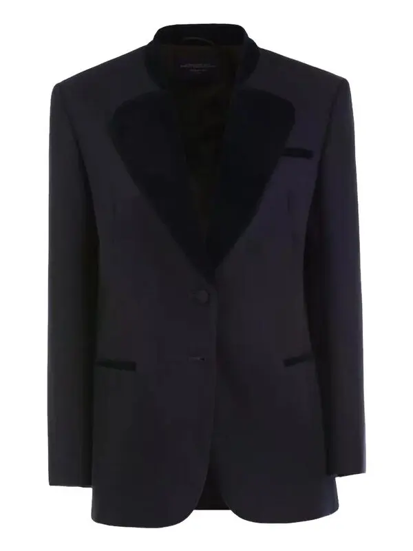 Max Mara Velvet-trim Single-breasted Suit Jacket - Blue