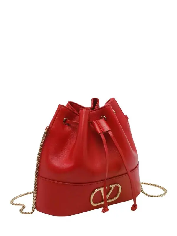 Valentino Garavani Vlogo Leather Bucket Bag - Red