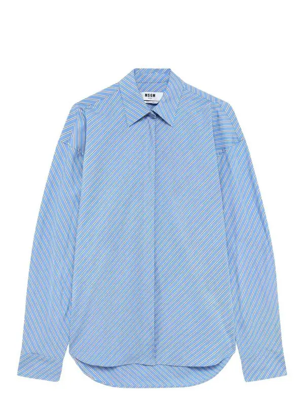 MSGM Diagonal-stripe Long-sleeve Shirt - Blue