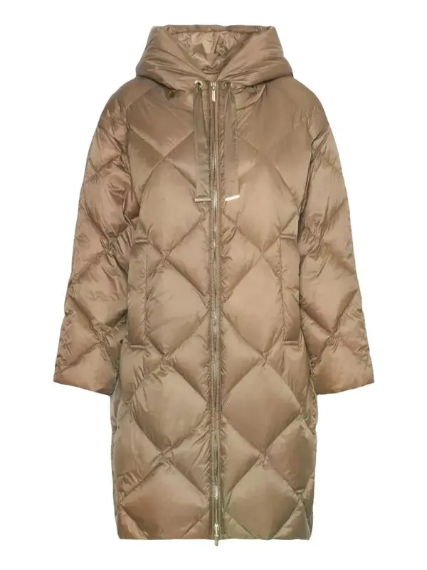 Max Mara Diamond-quilted Hooded Coat - Brown