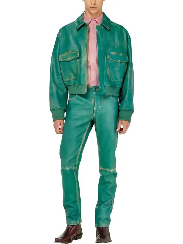 DIESEL® Treated Leather Pants - Green