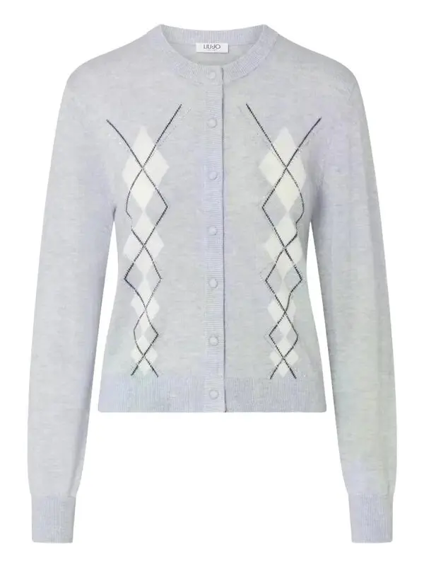 Liu Jo Argyle Pattern Wool-blend Cardigan - Blue