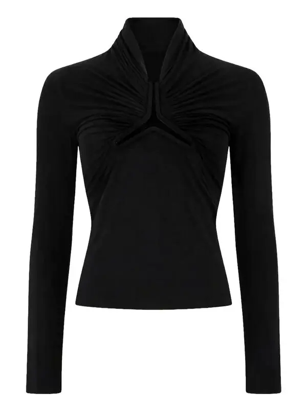 Rick Owens High Neck Long Sleeve Cut-out Top - Black