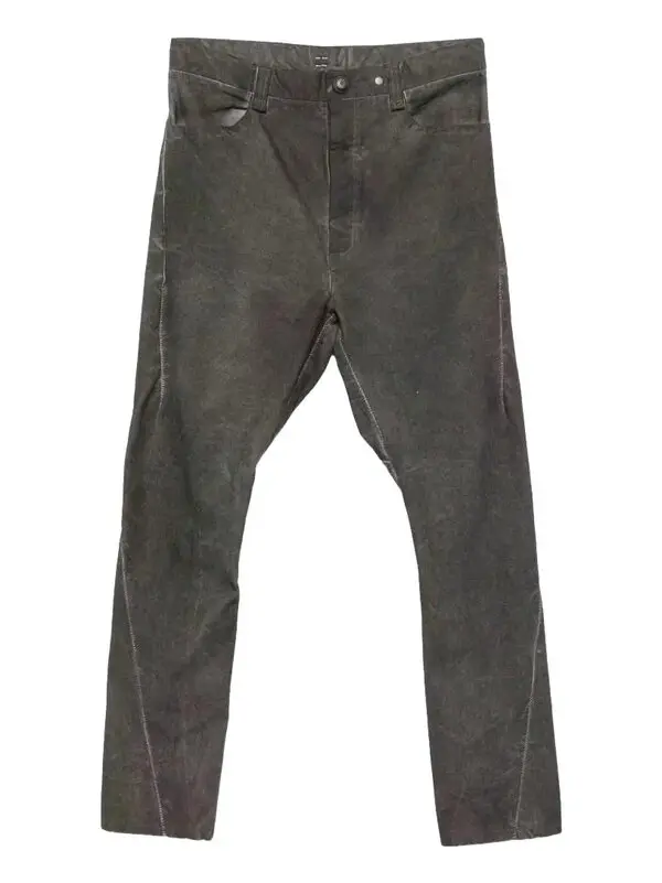 ISAAC SELLAM EXPERIENCE Washed Four-pocket Straight-leg Trousers - Grey