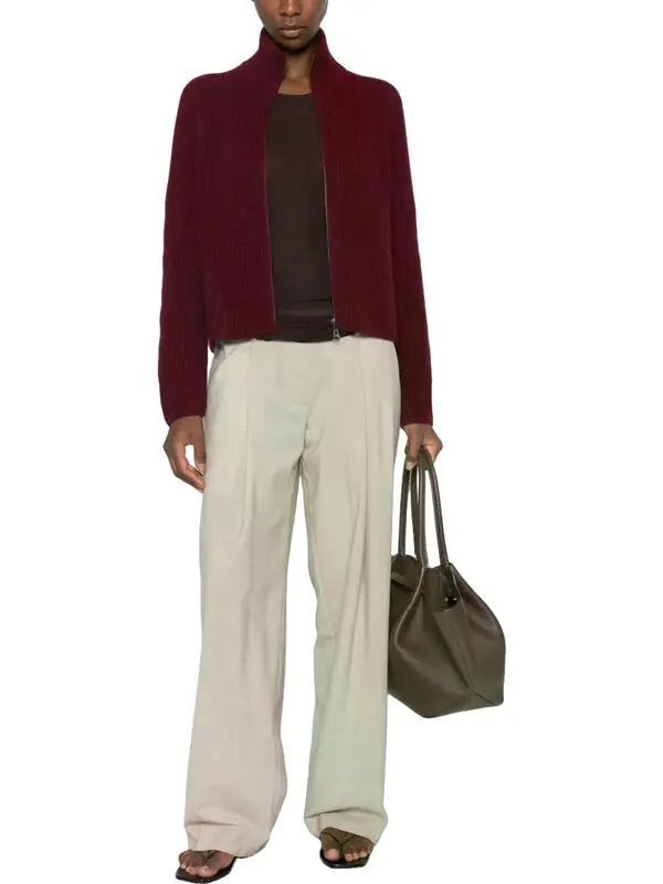 LISA YANG Sadie Ribbed-knit Zip-up Cardigan - Red