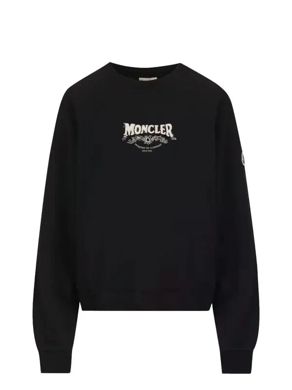 Moncler Bead Embellished Logo Patch Sweatshirt - Black