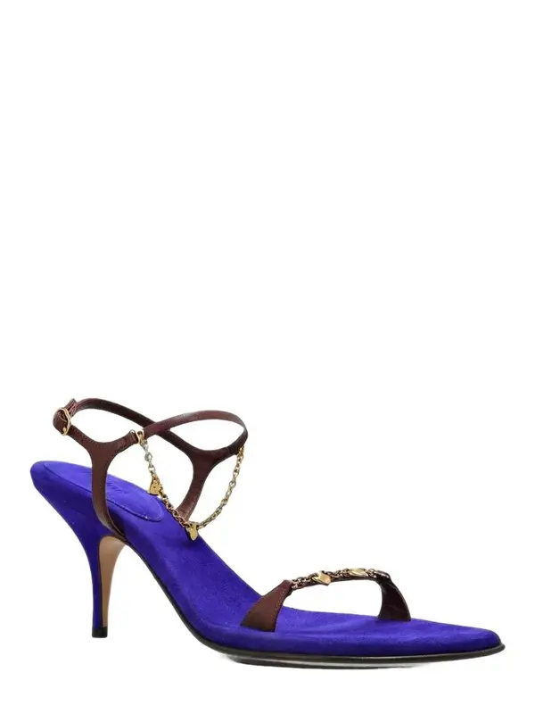 Chloé Zia Chain-link Leather Sandals - Blue