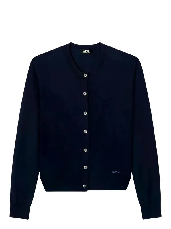 A.p.c. Marisa Logo-embroidered Button-up Cardigan - Blue