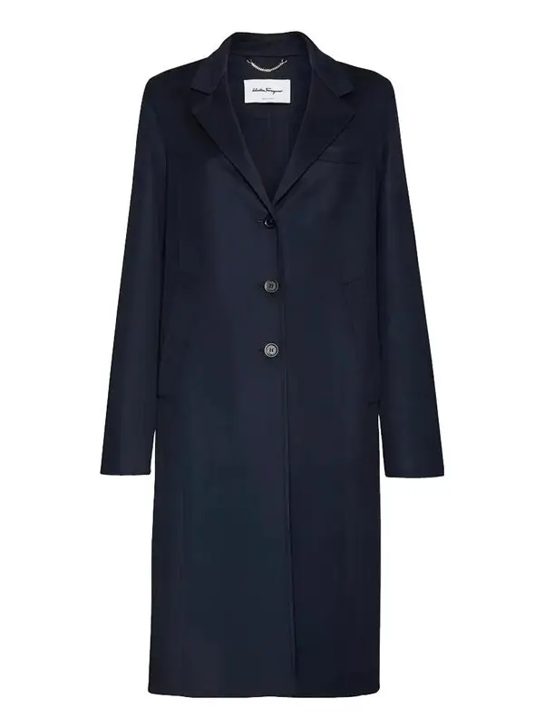 FERRAGAMO Single-breasted Notched-lapels Coat - Blue