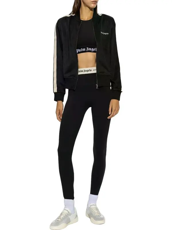 Palm Angels Embroidered Logo Side-stripe Sweatshirt - Black
