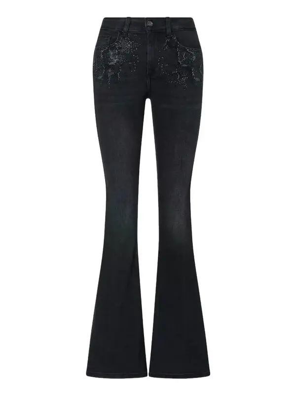 Liu Jo Bootcut Jeans With Rhinestones - Black