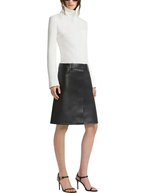 COURREGES Leather Snap-button Mini Skirt - Black