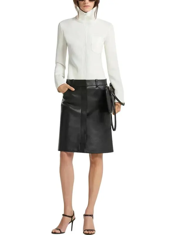 COURREGES Leather Snap-button Mini Skirt - Black