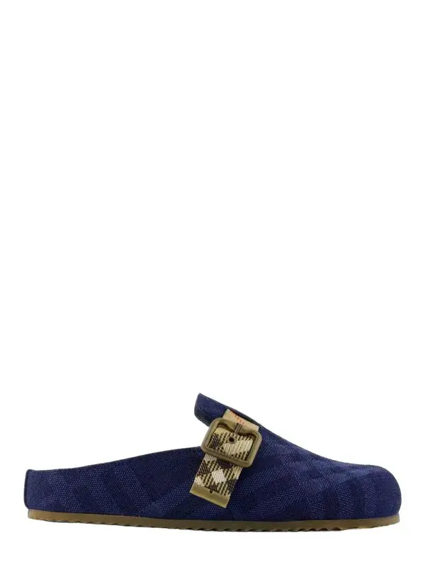 Burberry Check Denim Urchin Clogs - Blue