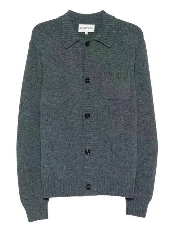 Eric Bompard Cardigan With Shirt Collar And Chest Pocket - Blue