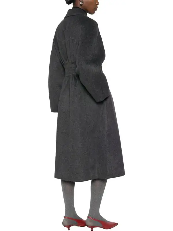 Stine Goya Shirred-waist Single-breasted Coat - Grey