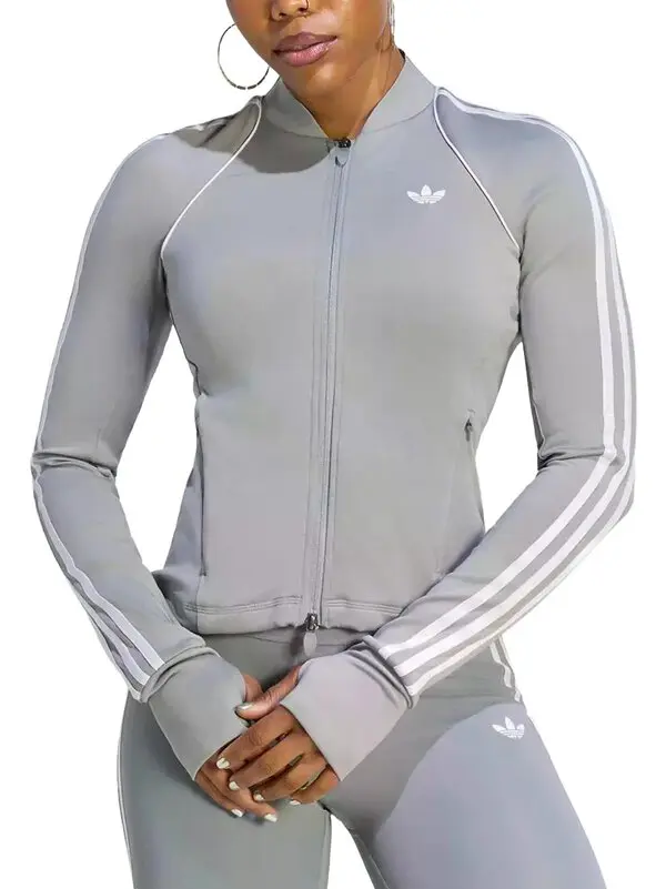 Adidas Logo-print Side-stripe Sweatshirt - Grey