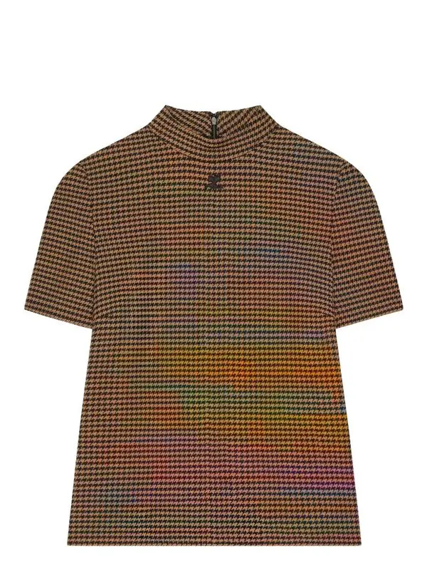 COURREGES Heritage Houndstooth-pattern Top - Brown