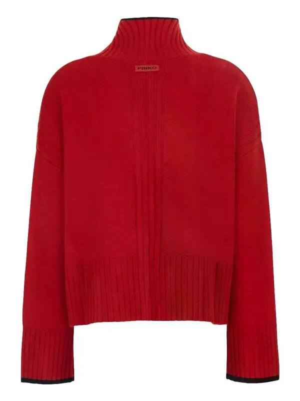 Pinko Ribbed High-neck Sweater - Red