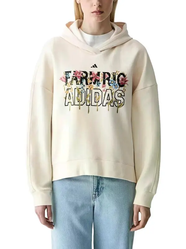 Adidas Farm Rio X Floral Print Logo Hoodie - Neutrals