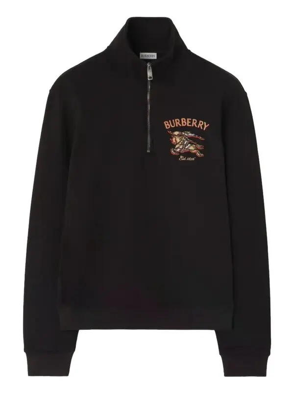 Burberry Knight Check Cotton Half-zip Sweater - Black