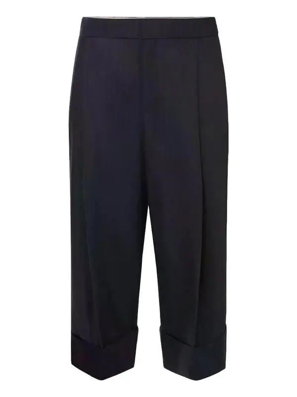 Elisabetta Franchi Pinstriped Trousers In Cool Wool Fabric - Blue