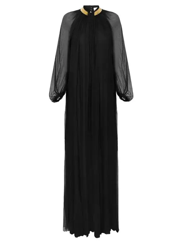 Elisabetta Franchi Red Carpet Crepon Dress With Jewel Collar - Black