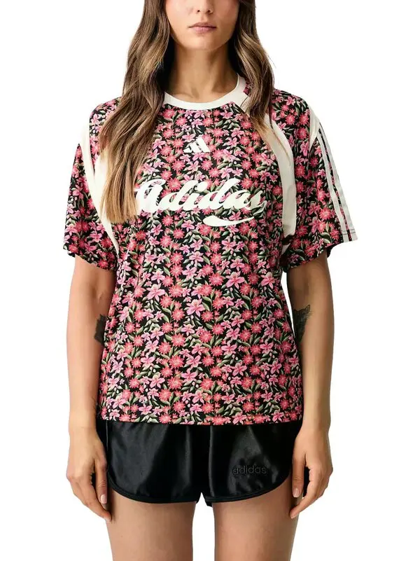 Adidas X Farm Rio House Of Tiro Floral-print Raglan-sleeve T-shirt - Black