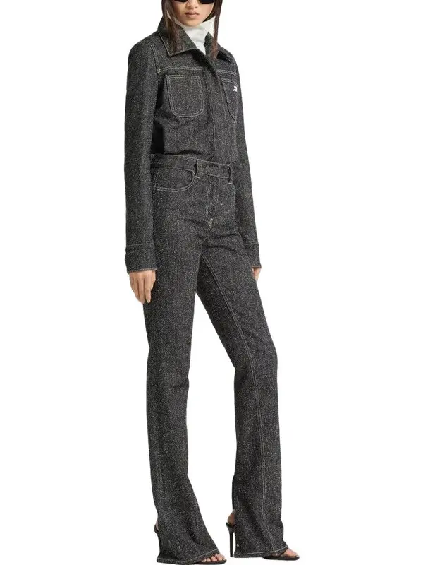 COURREGES Denim Tweed Shirt Jacket - Black