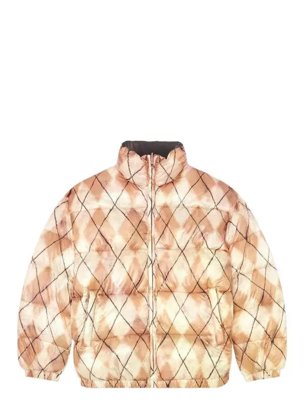DIESEL® Reversible Puffer Jacket With Argyle Print - Neutrals