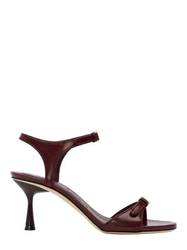 Studio Amelia Burgundy Leather Stiletto Sandals - Red