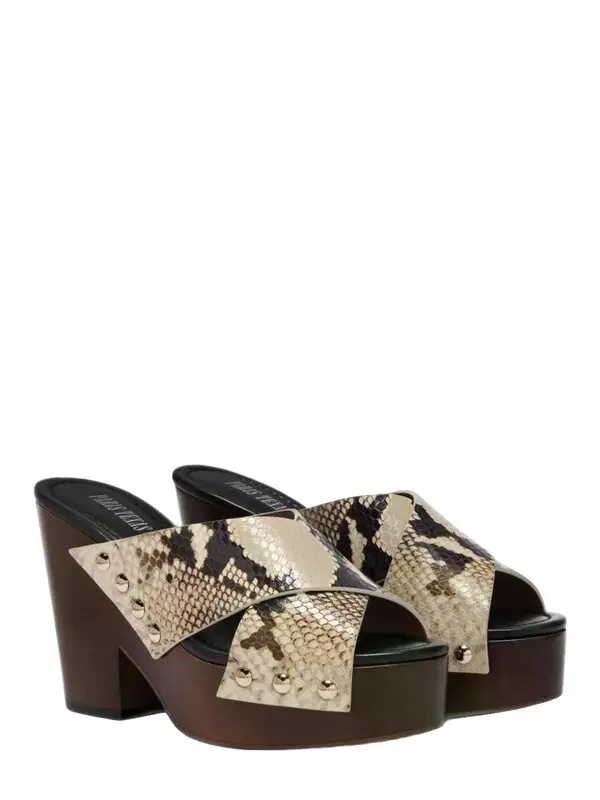 Paris Texas Marisol Snakeskin-effect Studded Sandals - Neutrals